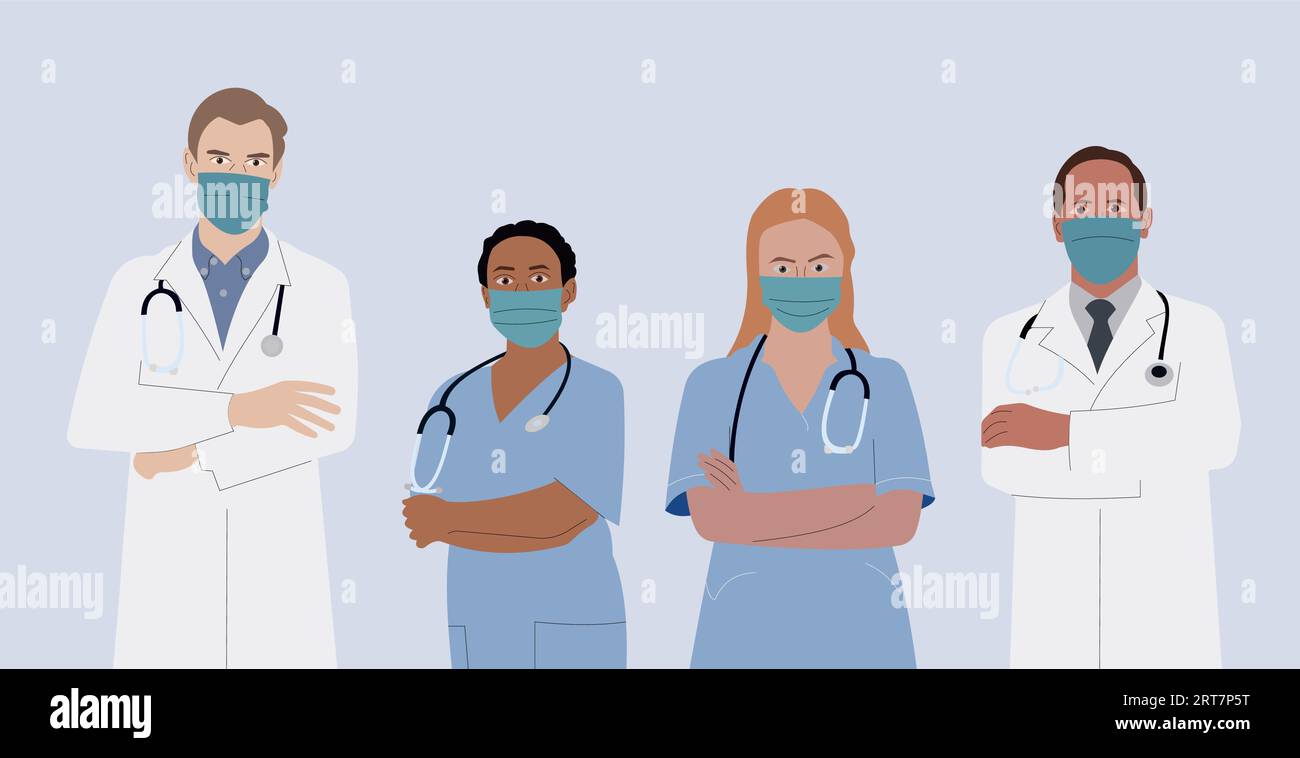 Doctors day, simple vector illustration, women and men in doctor coat ...