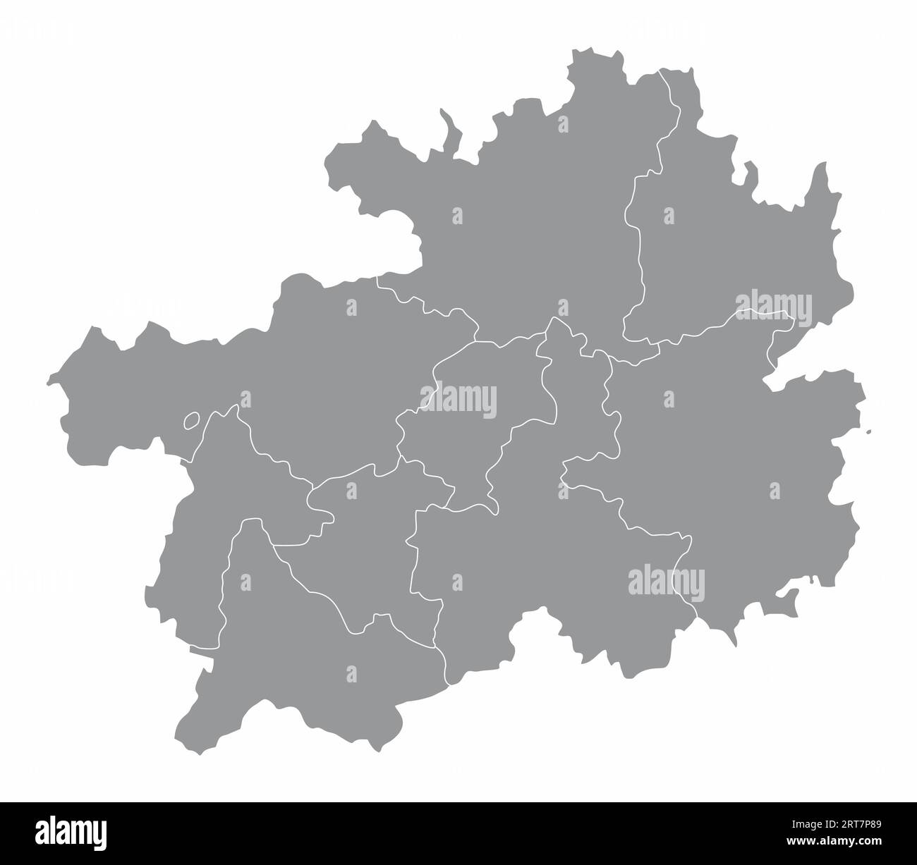 Guizhou province administrative map isolated on white background, China ...