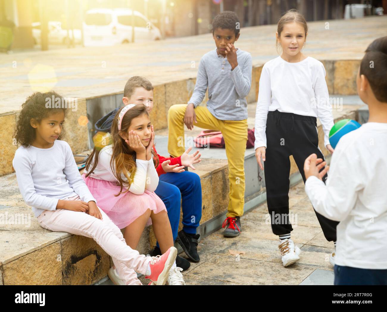Children conversation stairs sitting hi-res stock photography and ...