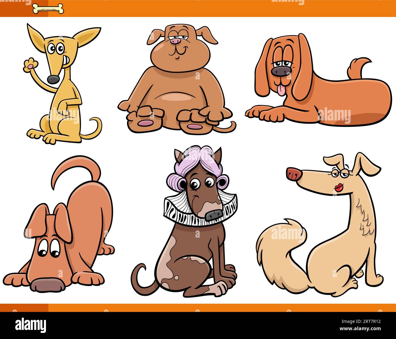 Cartoon illustration of funny dogs and puppies comic animal characters ...