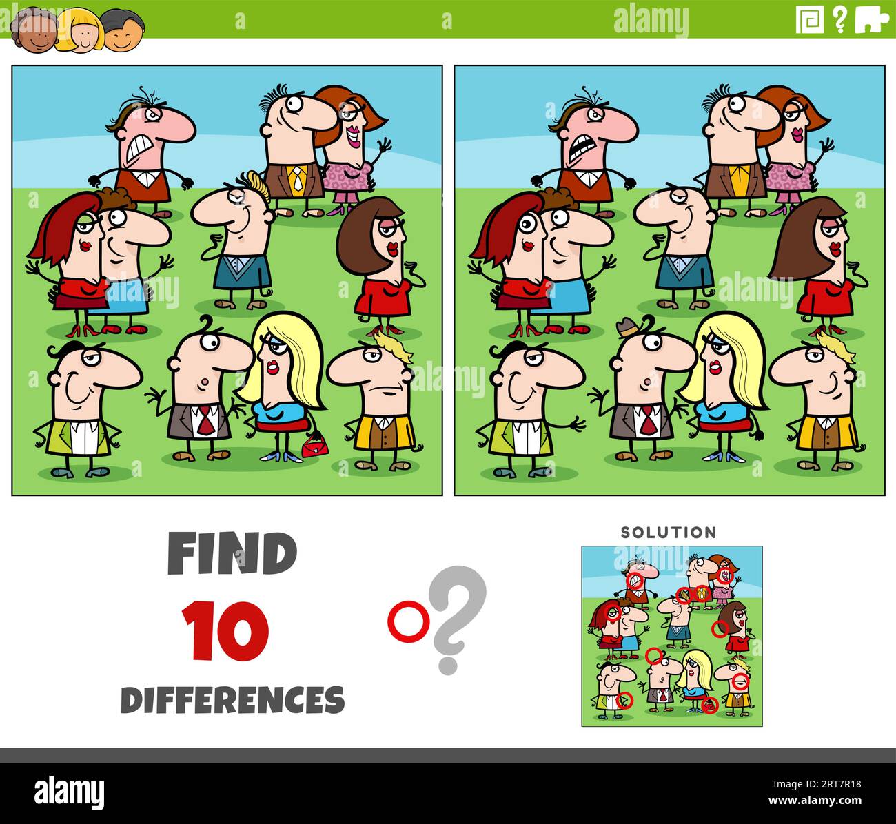 Cartoon illustration of finding the differences between pictures ...