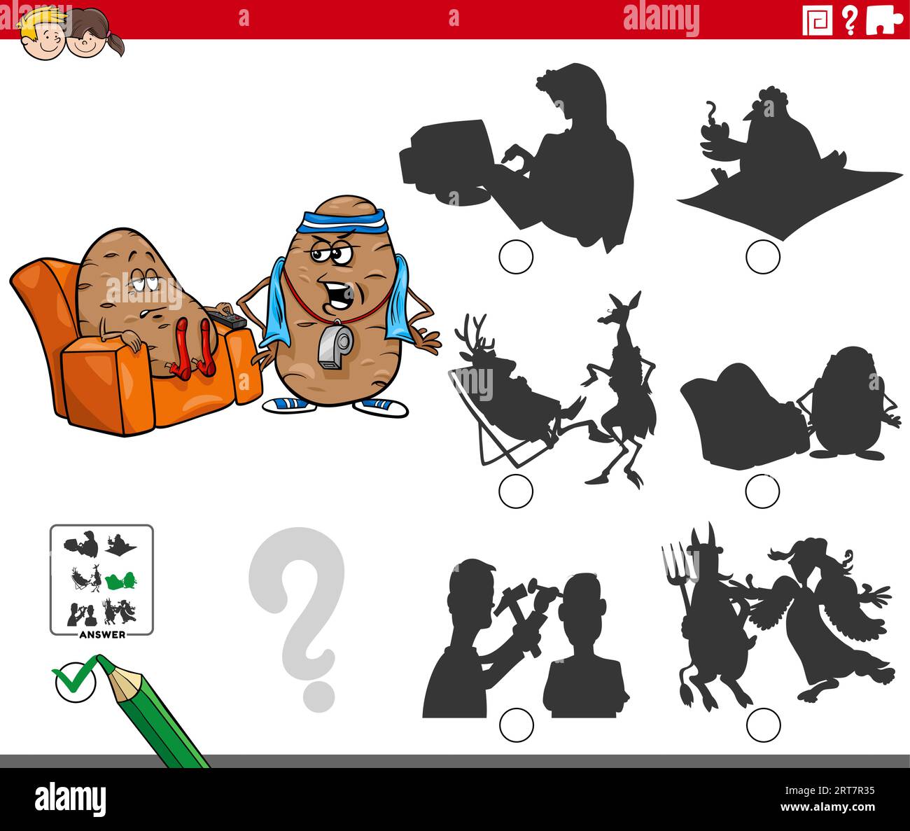 Cartoon illustration of finding the right picture to the shadow ...