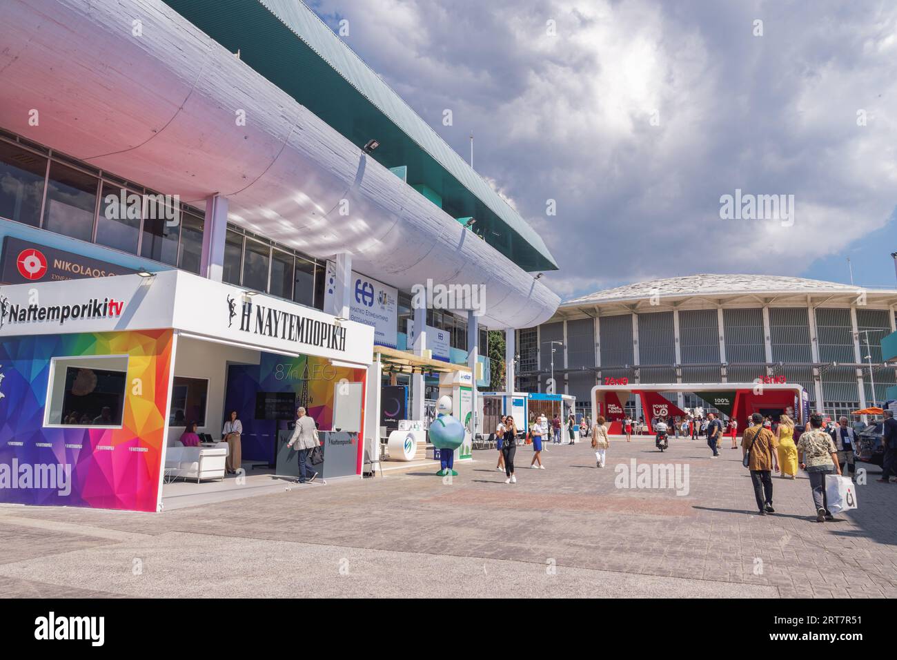 Thessaloniki, Greece Visitors outside pavilions of the 87th TIF ...