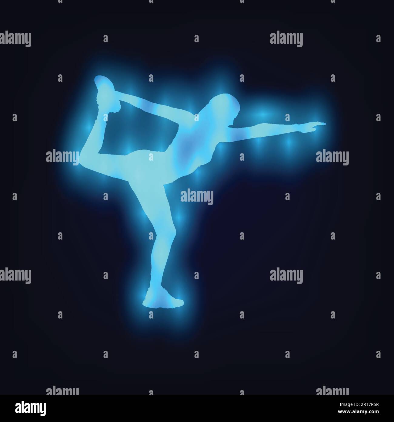 Silhouette of a girl doing gymnastic exercises Vector Template Design Illustration. Blue lights ...