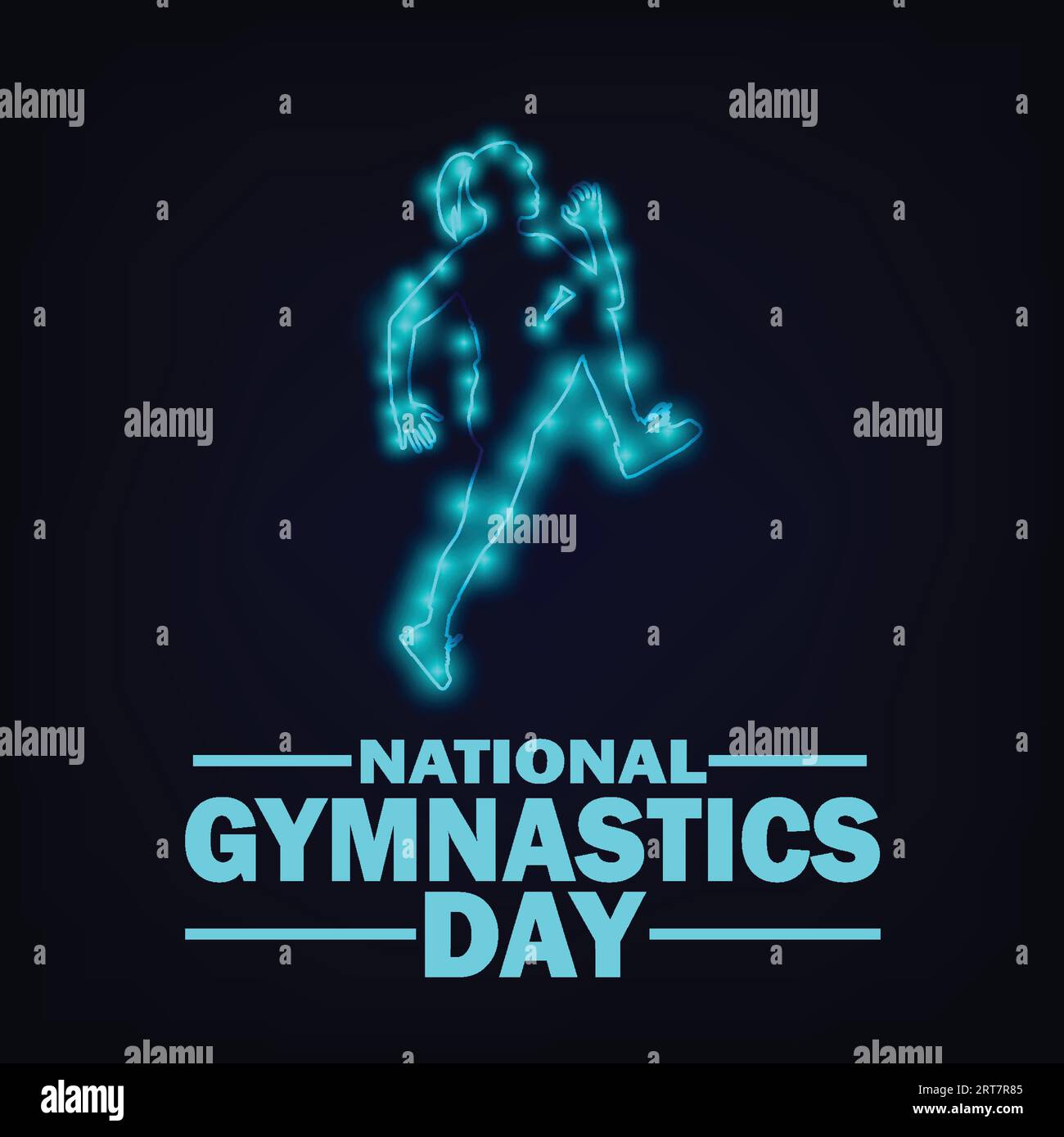 National Gymnastics Day neon sign on dark background. Vector ...