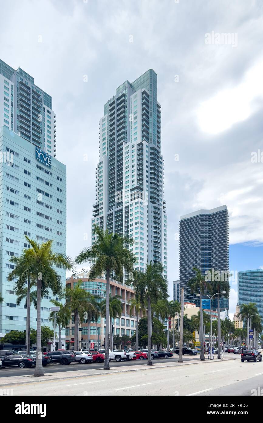 Miami, Florida - August 25th, 2023: Downtown Miami's cityscape, towers ...