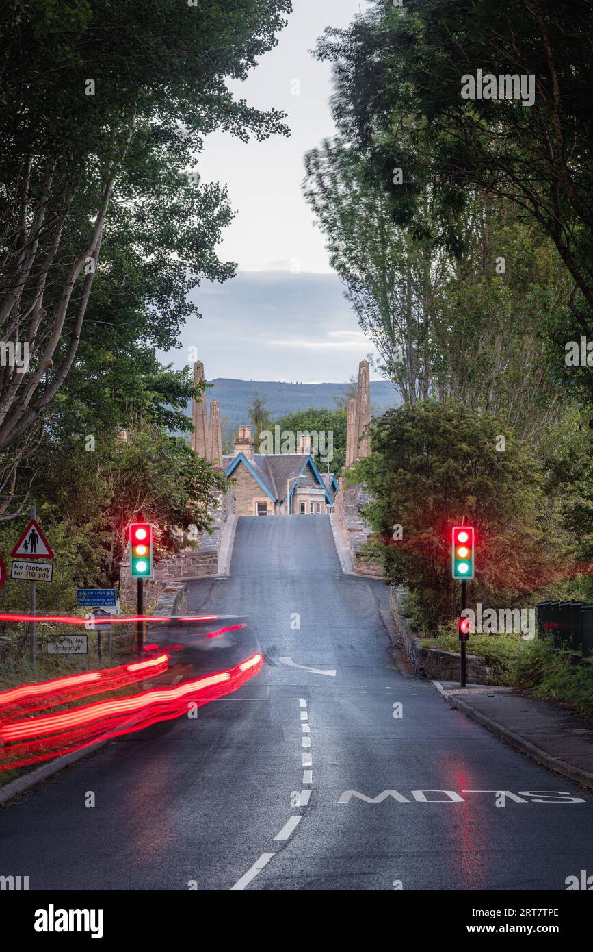 Light Trails over General Wade’s Bridge, Aberfeldy, Scotland Stock ...