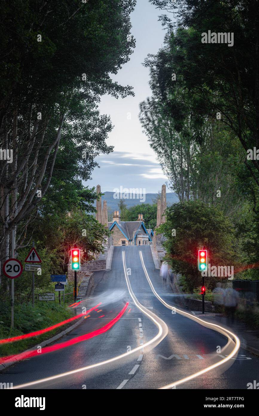 Light Trails over General Wade’s Bridge, Aberfeldy, Scotland Stock ...