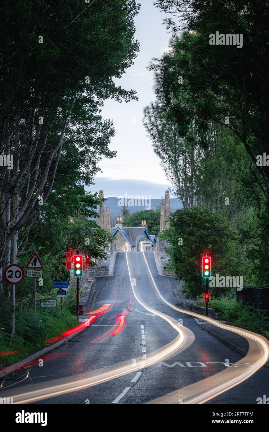 Light Trails over General Wade’s Bridge, Aberfeldy, Scotland Stock ...