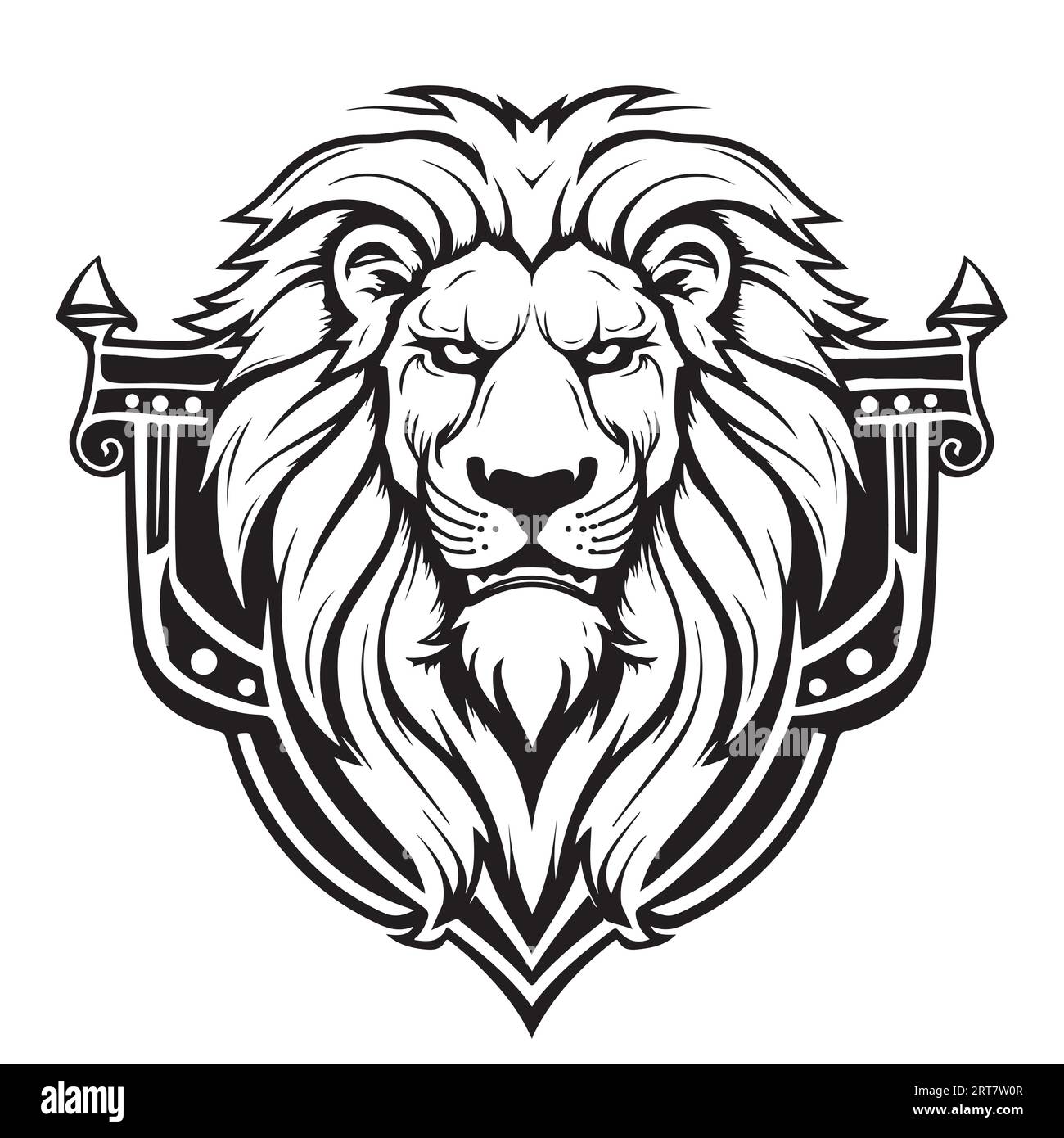 Lion head heraldic sketch hand drawn sketch Vector Safari animals Stock ...