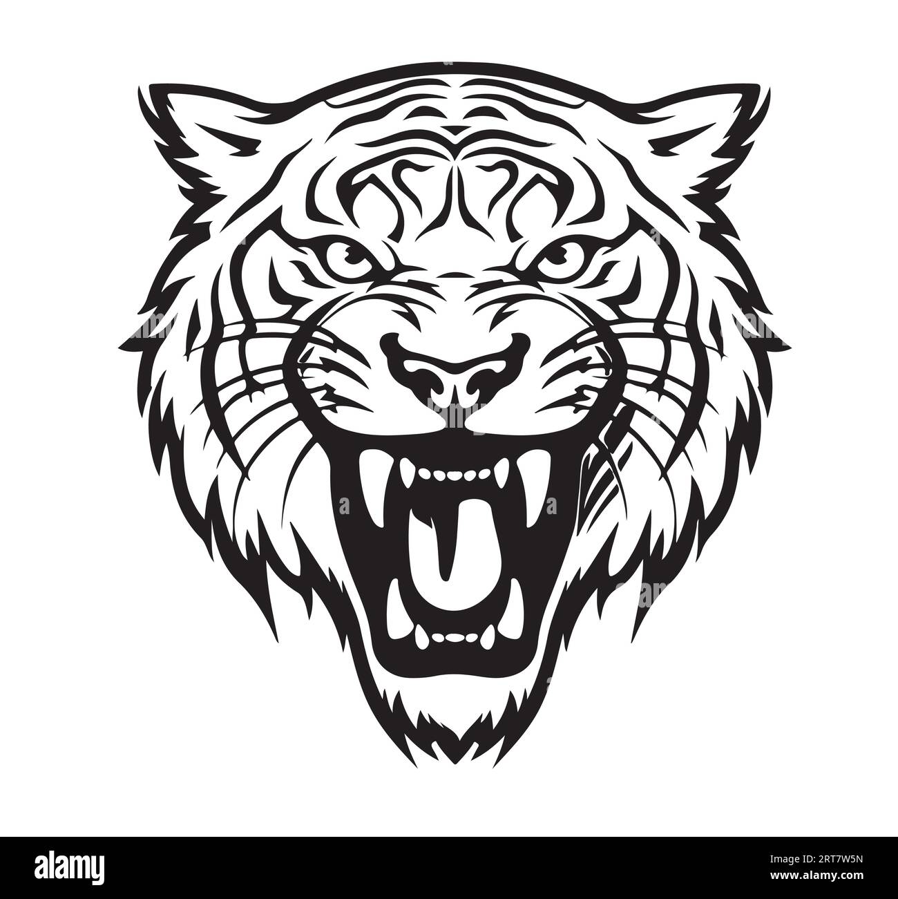 White Tiger Growling Drawing