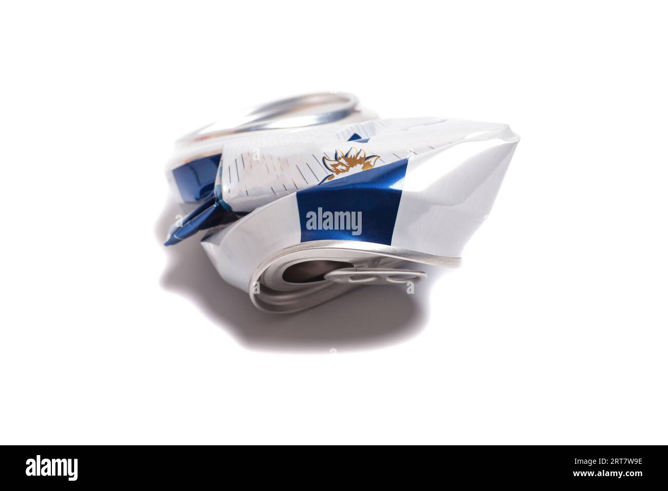 Empty crumpled can from energy drink or beer Stock Photo - Alamy