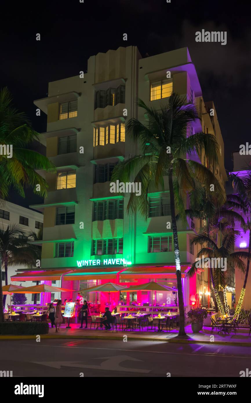 Miami, Florida - August 25th, 2023: Winter Heaven hotel on Ocean Drive ...
