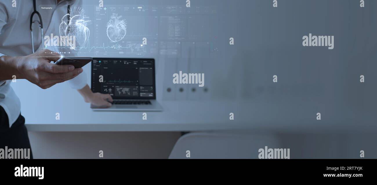 Cardiologist doctor examine patient heart functions and blood vessel ...