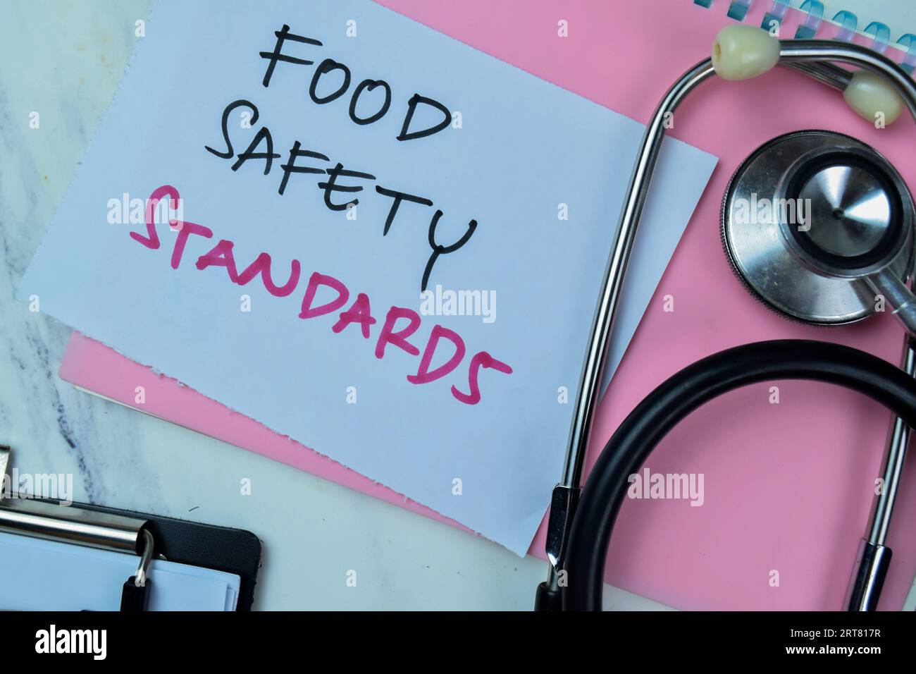 Concept of Food Safety Standards write on sticky notes with stethoscope ...