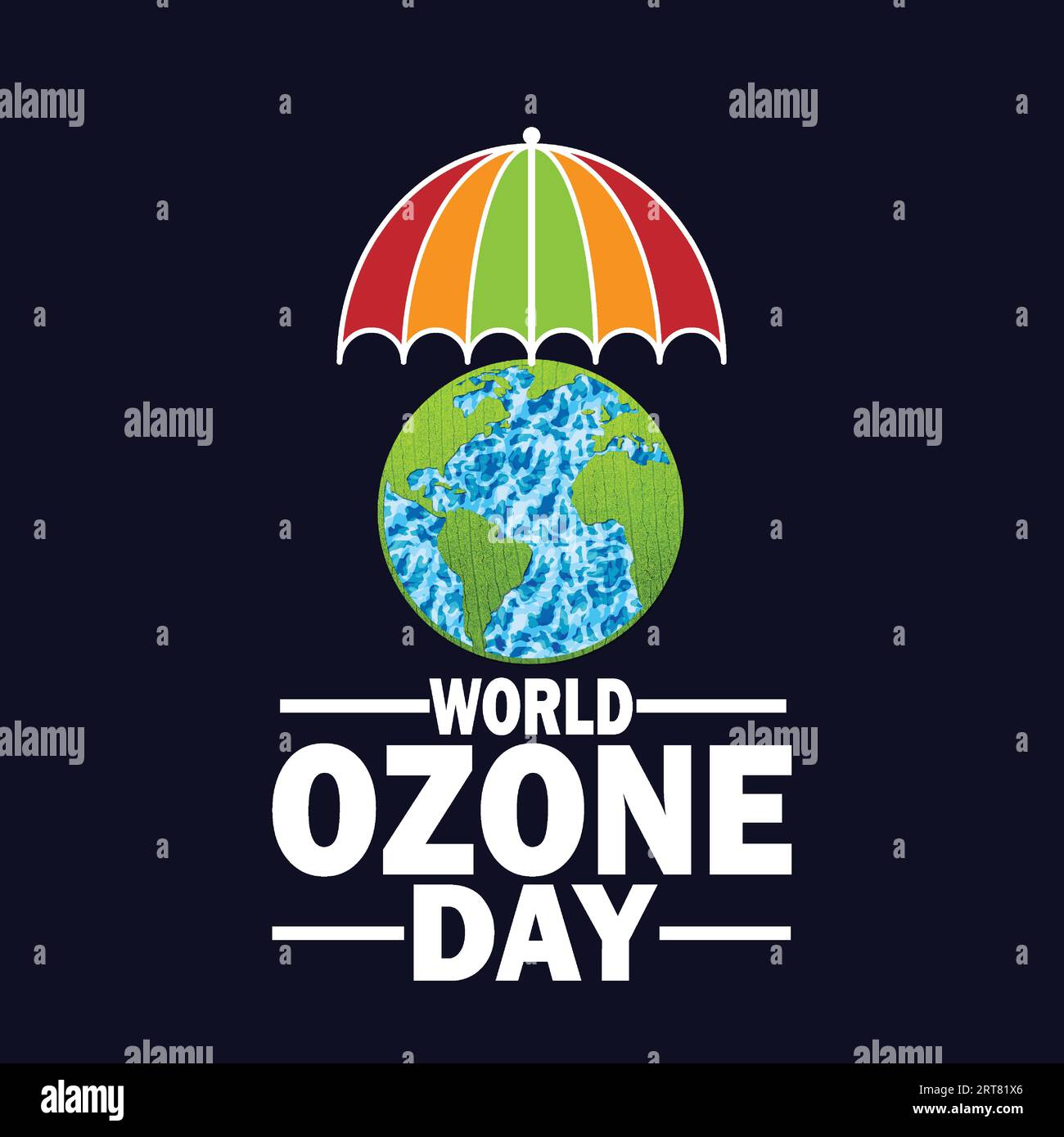 world ozone day concept design with green globe. Ozone day vector illustration background. Ozone ...