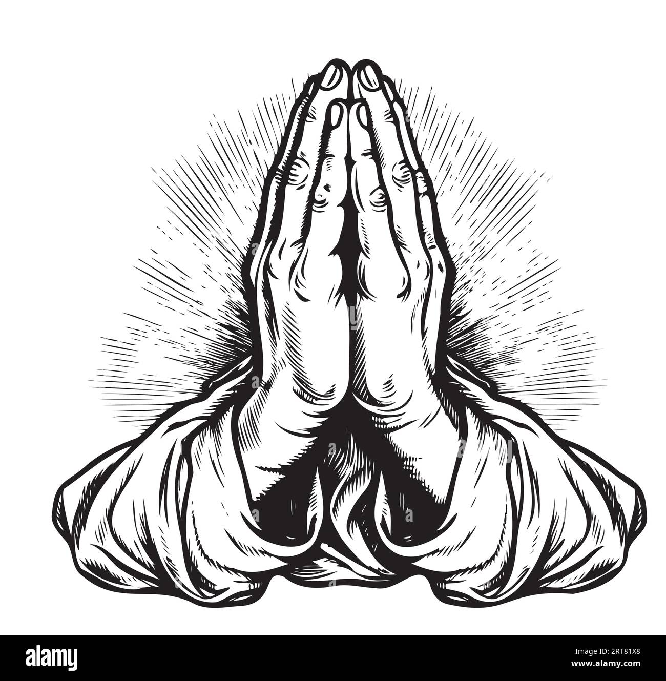 Praying hands sketch drawn in hand graphic style Vector Religion Stock Vector Image & Art - Alamy