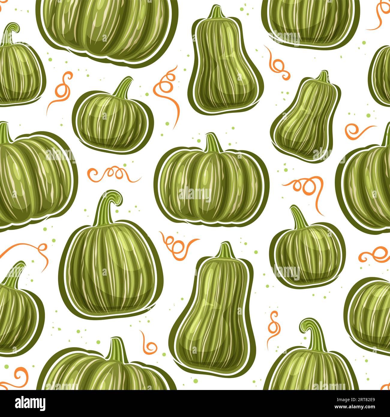 Vector Kabocha Seamless Pattern, square repeat background with cut out ...