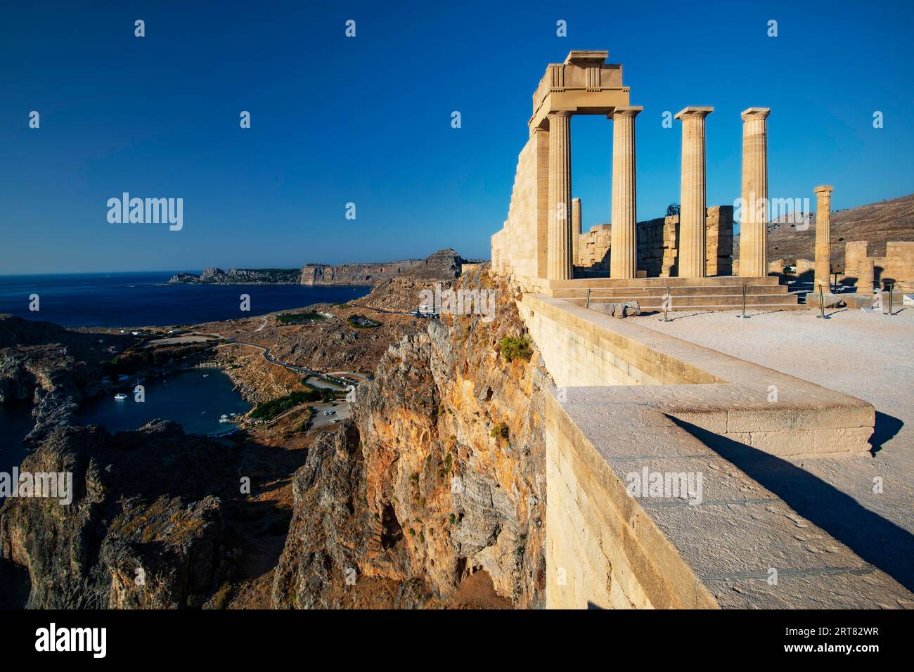 Roman columns, Roman temple, Acropolis of Lindos, Lindos, Rhodes ...
