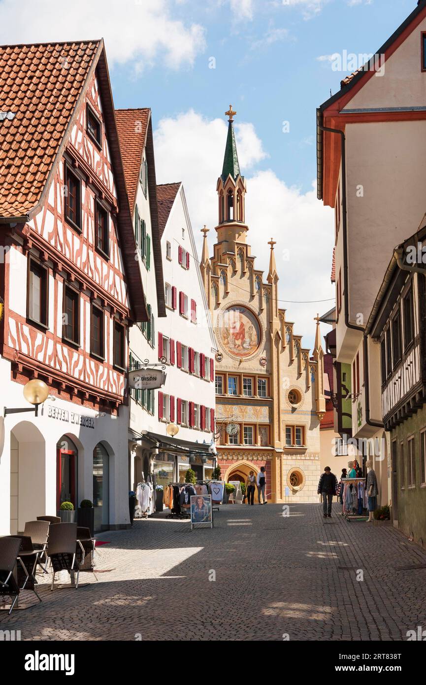 Row of houses and Heilig-Geist-Spital at the back, hospital building ...