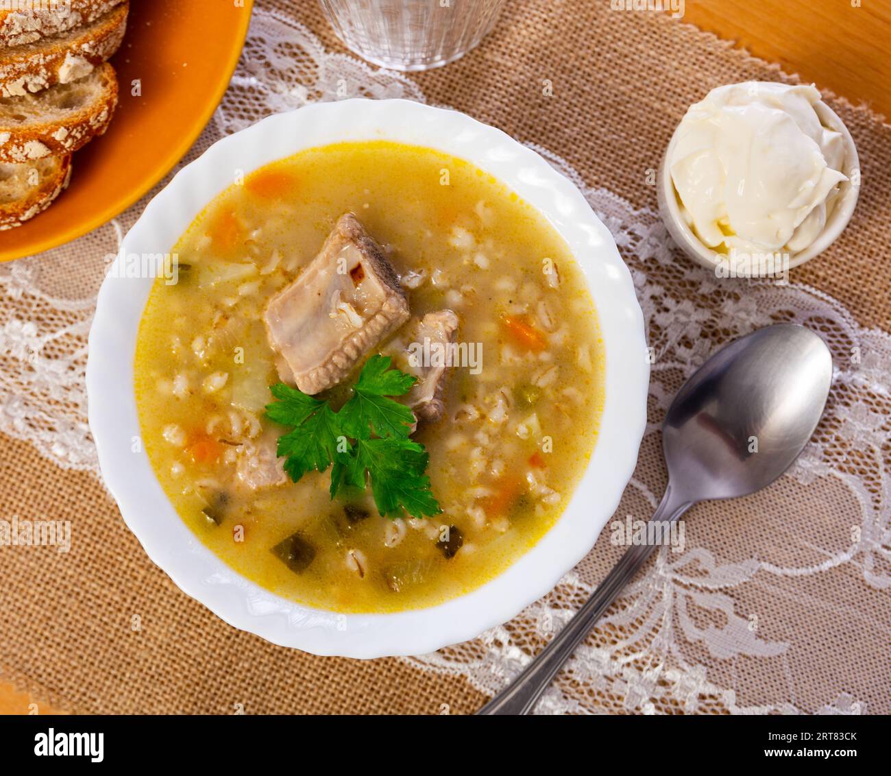 Rassolnik - Traditional Russian soup with pickled cucmbers Stock Photo ...