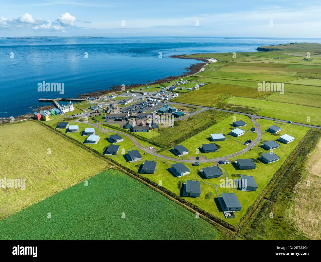 Aerial view of the village of John o' Groats, the north-easternmost ...