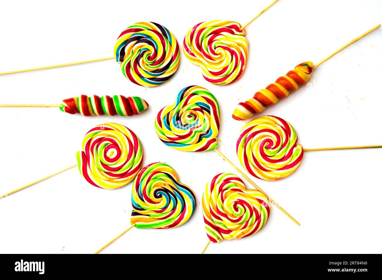 multicolored lollipop swirl large candy on wooden stick hipster rainbow ...