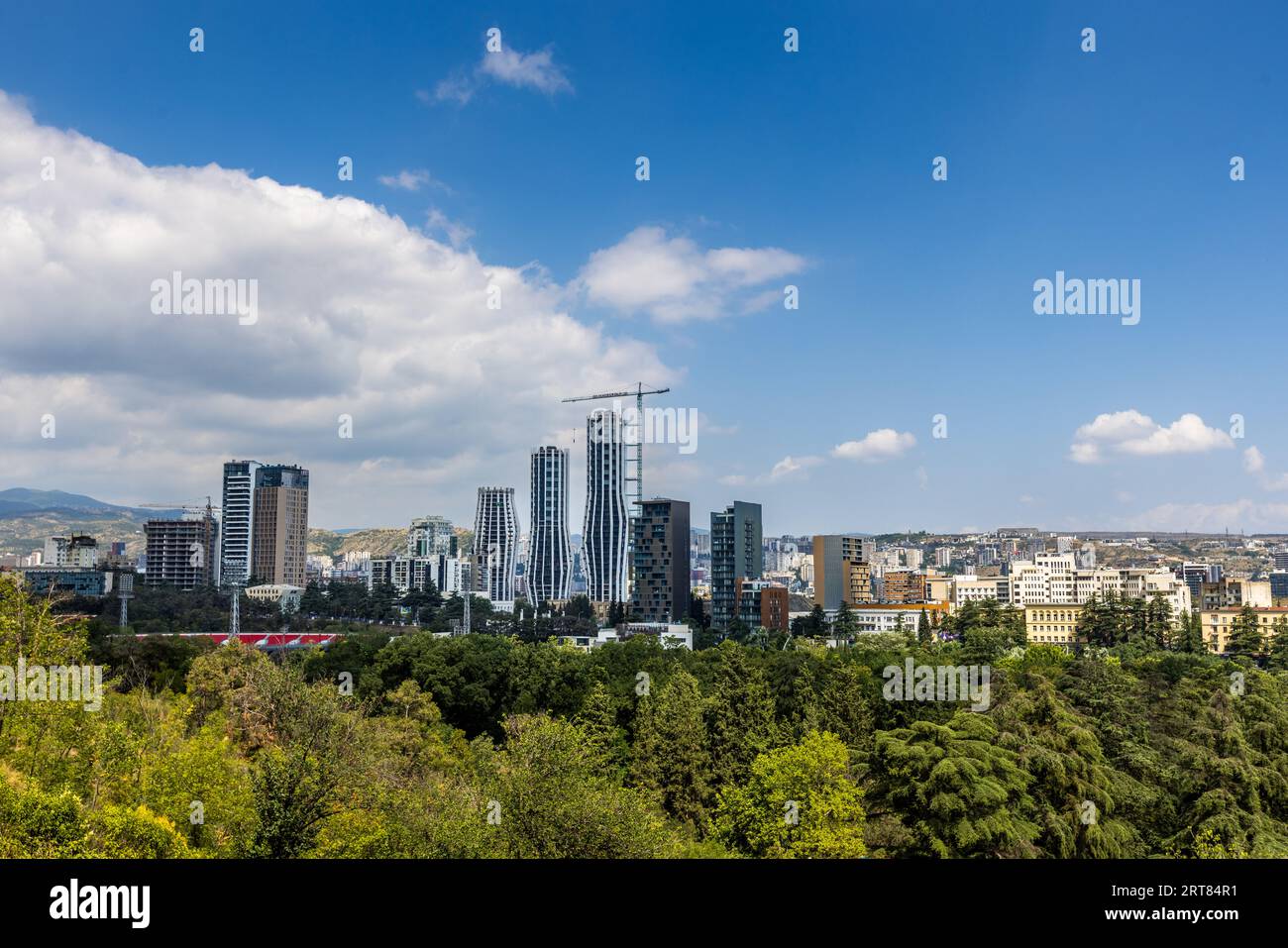 City view of Tbilisi, Vake, Georgia. Tower blocks are under ...