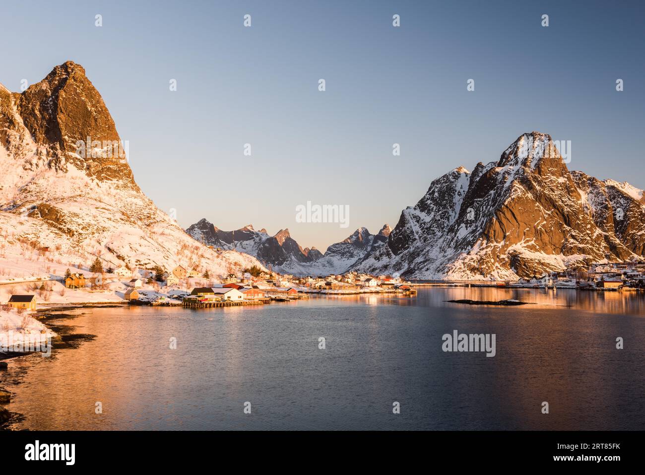 The small fishing village Reine on the Lofoten islands in Norway in ...