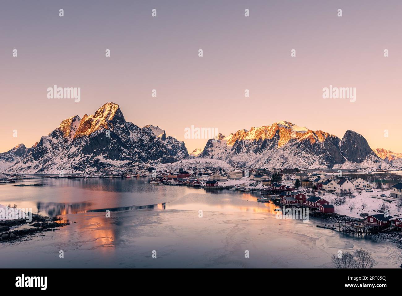 The small fishing village Reine on the Lofoten islands in Norway in ...