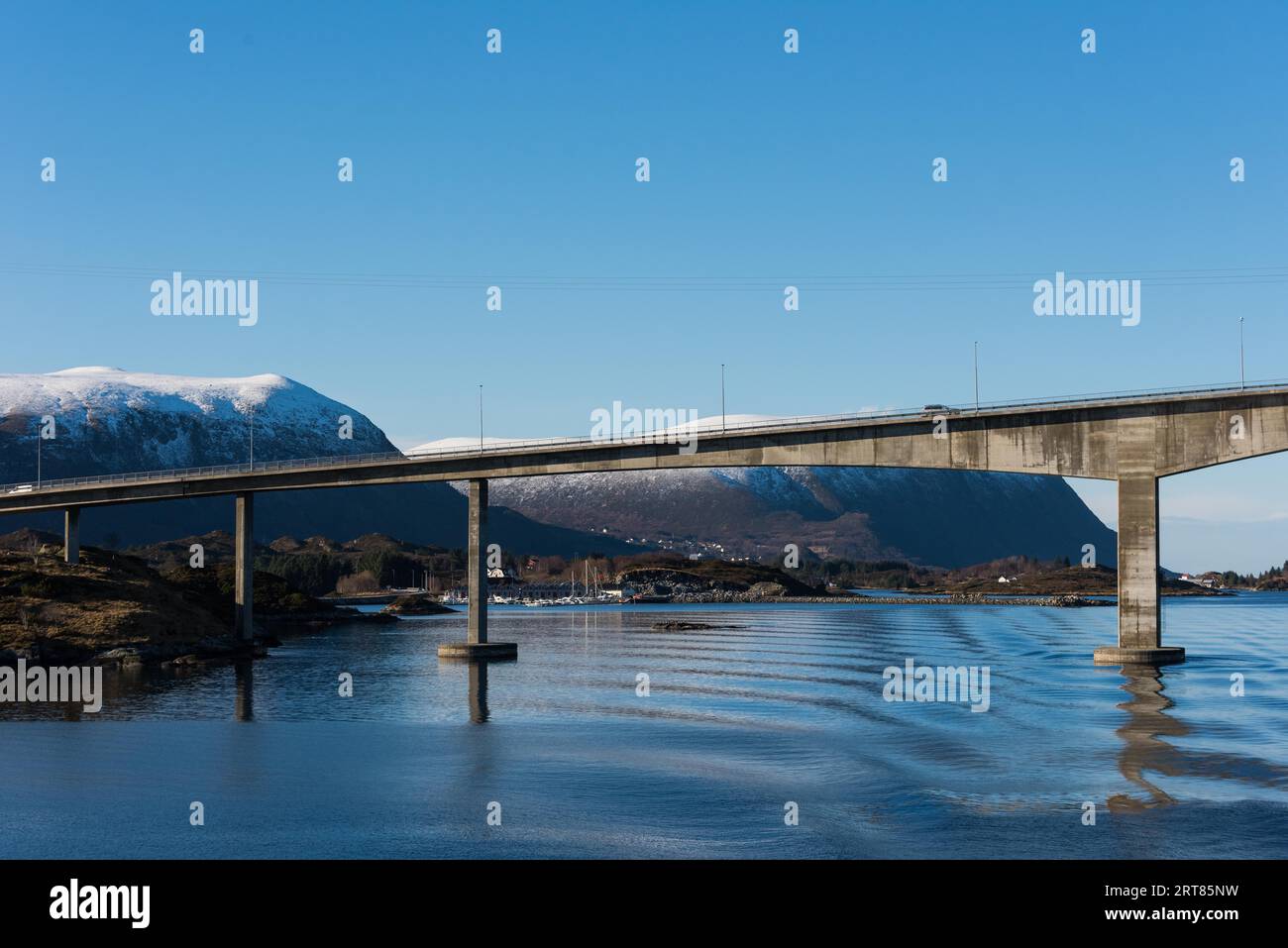 Concrete bridge for traffic connecting communities separated by a fjord ...