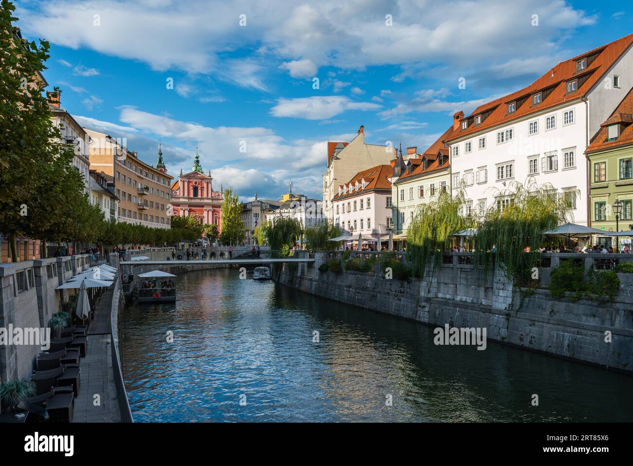 The promenade on the Ljubljanica river in the slovenian capital city ...