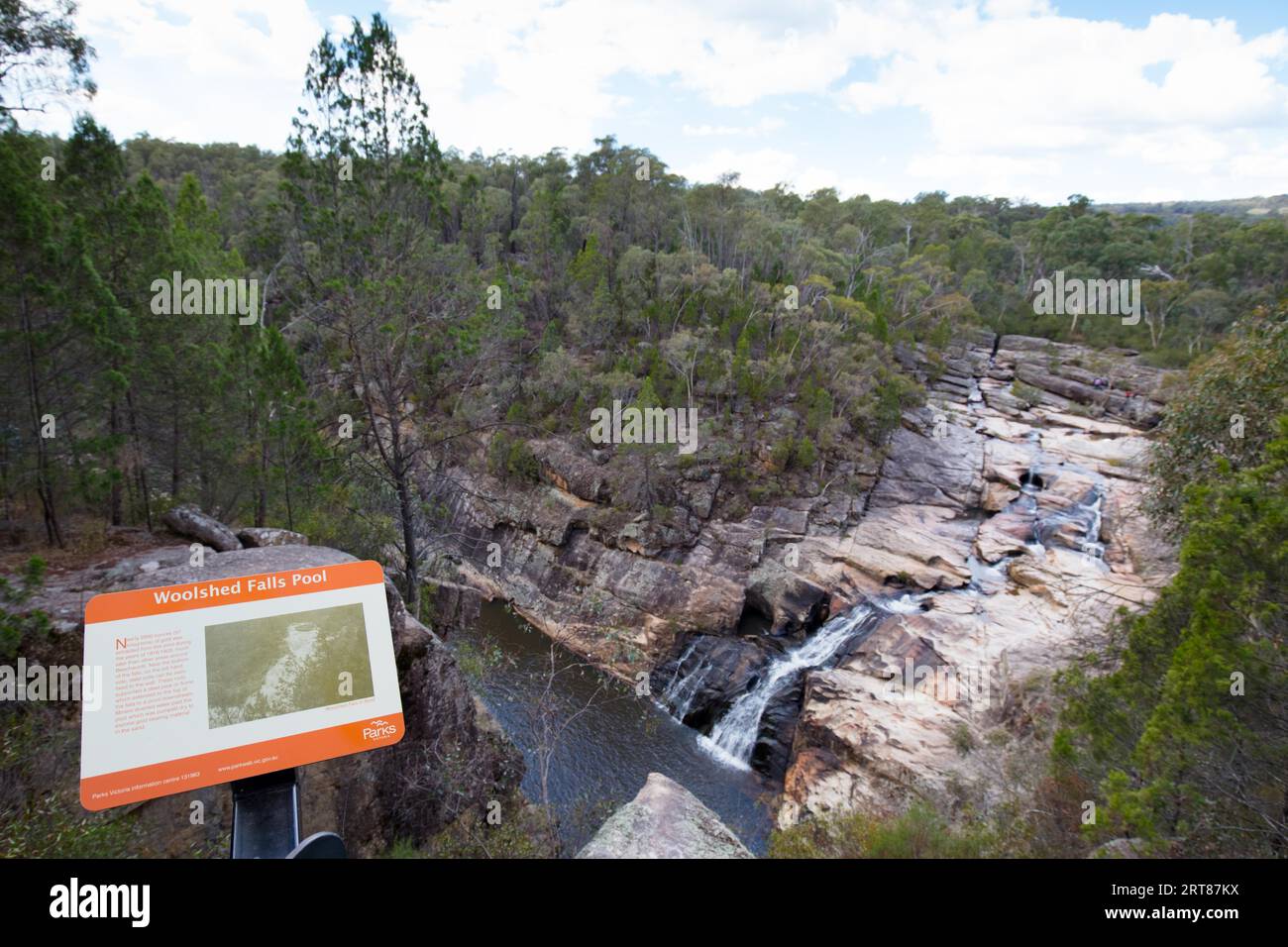 The famous Woolshed Waterfalls near the iconic gold mining town of ...