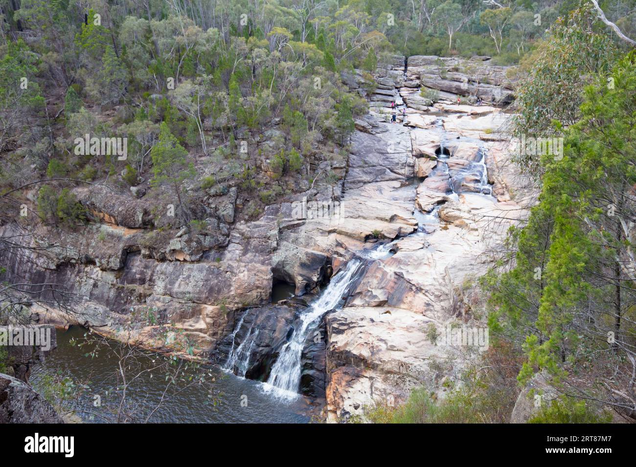 The famous Woolshed Waterfalls near the iconic gold mining town of ...