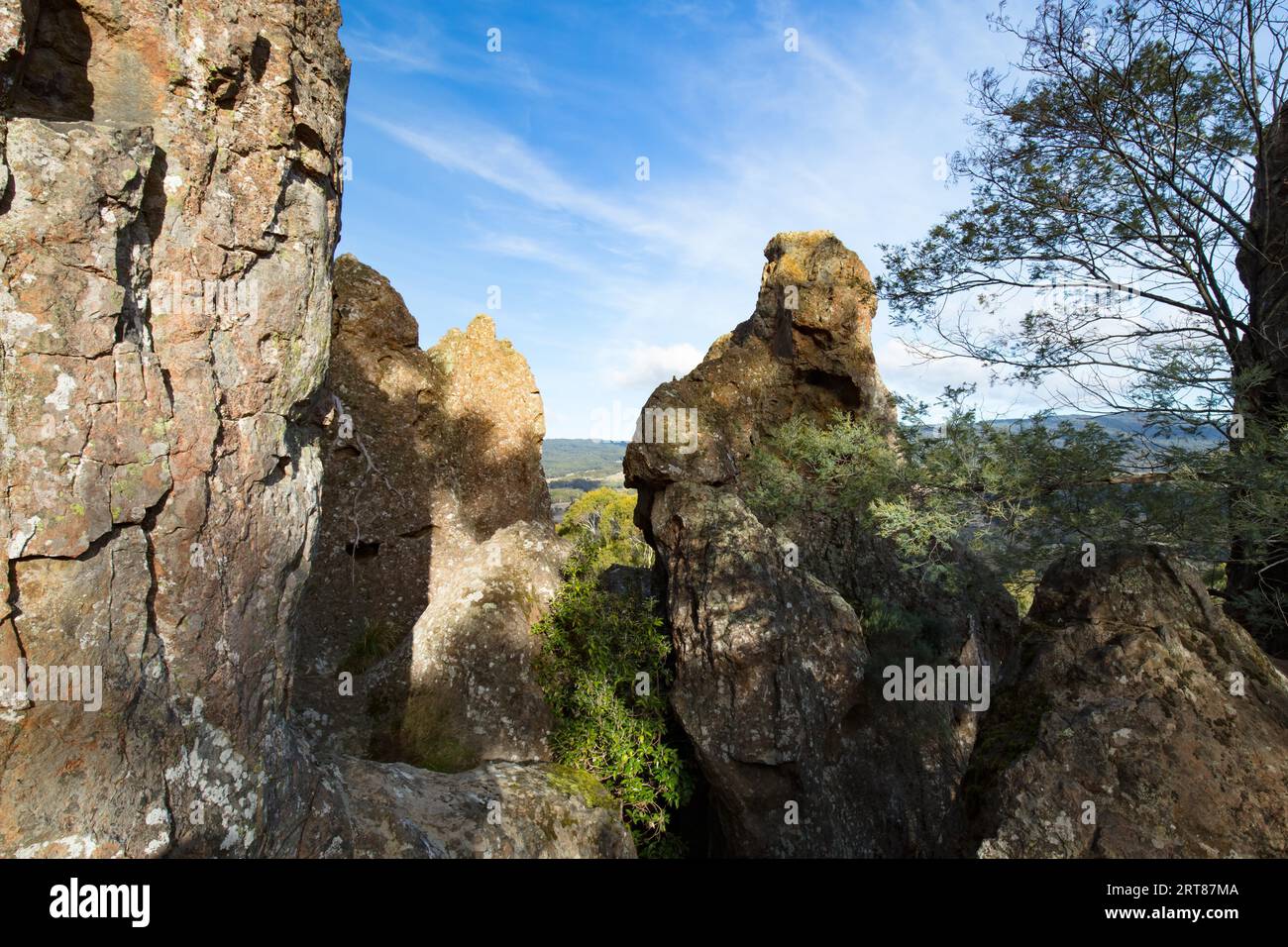 The popular tourist attraction of Hanging Rock. A volcanic group of ...