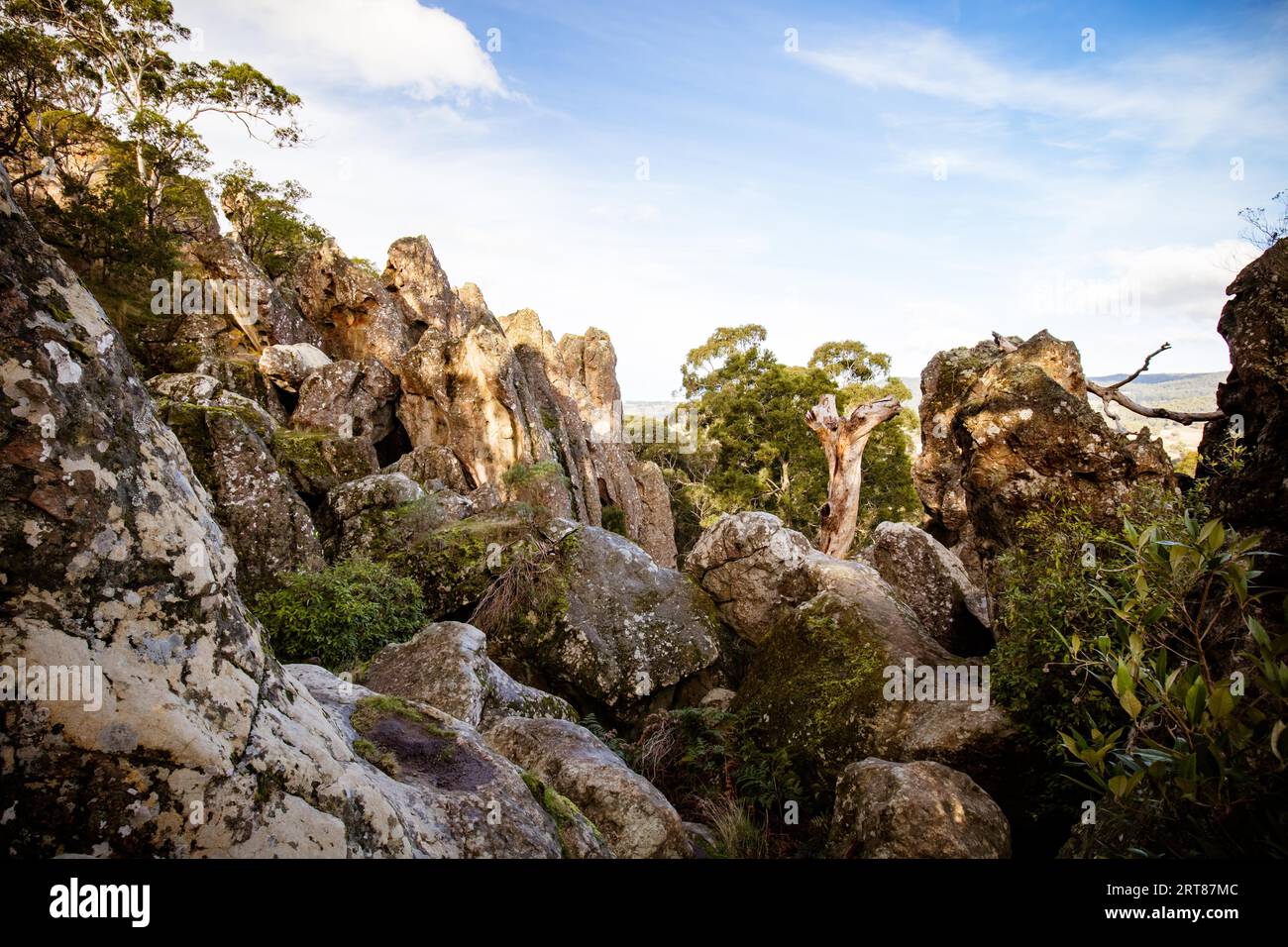 The popular tourist attraction of Hanging Rock. A volcanic group of ...