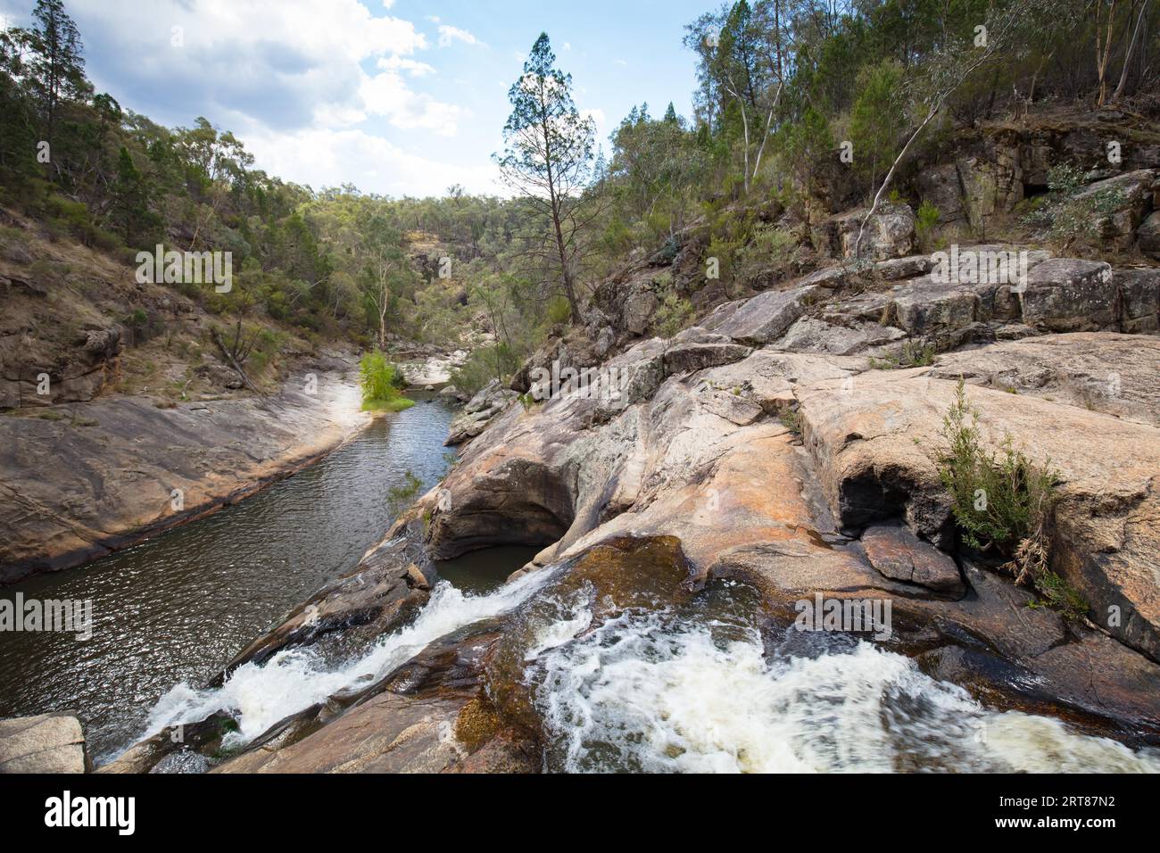 The famous Woolshed Waterfalls near the iconic gold mining town of ...