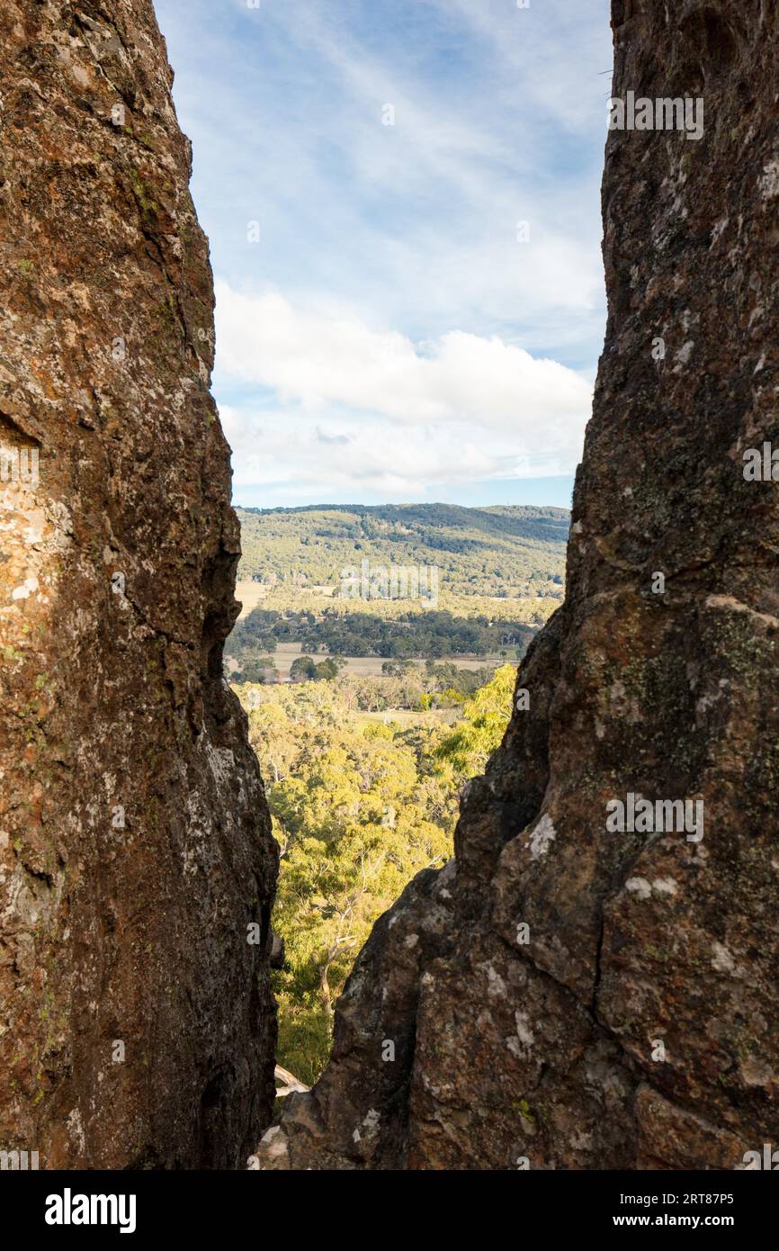 The popular tourist attraction of Hanging Rock. A volcanic group of ...