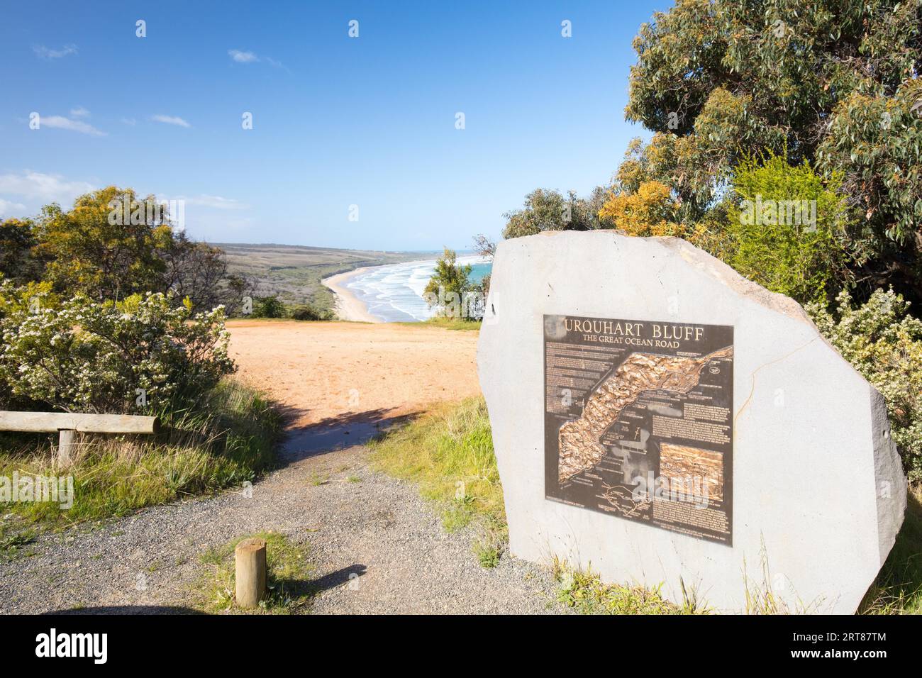 The famous Urquhart Bluff lookout on the Great Ocean Rd looking over ...