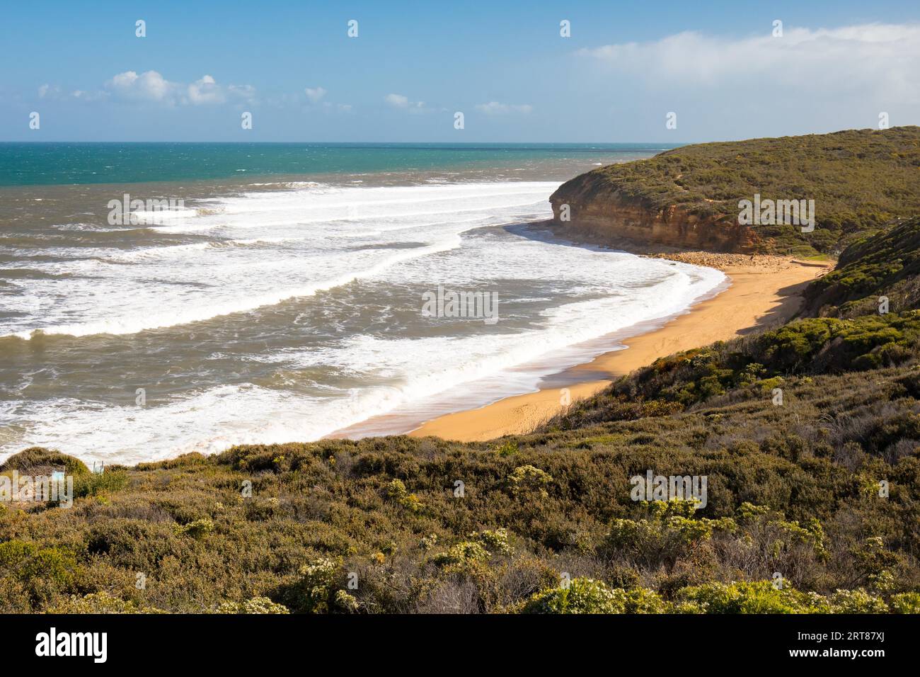 The iconic Bells Beach from Winkipop lookout near Torquay, Victoria ...