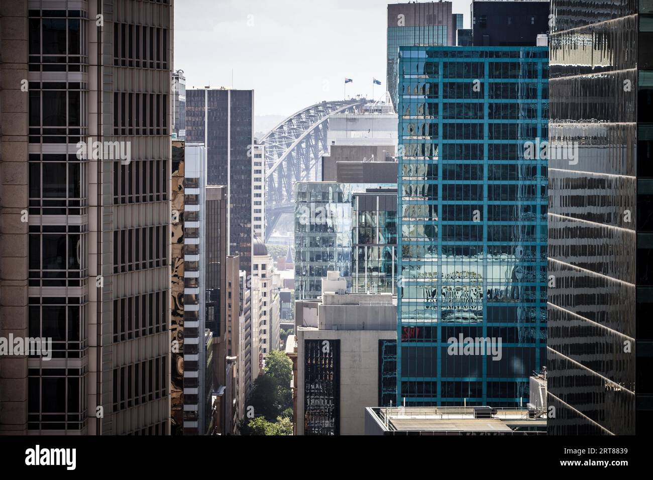 Sydney, Australia, March 6- View down Pitt St towards Sydney harbour ...