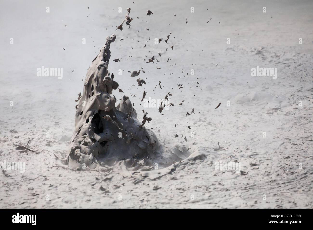 An exploding hot mud pool in Wai-O-Tapu Thermal Wonderland near Rotorua ...