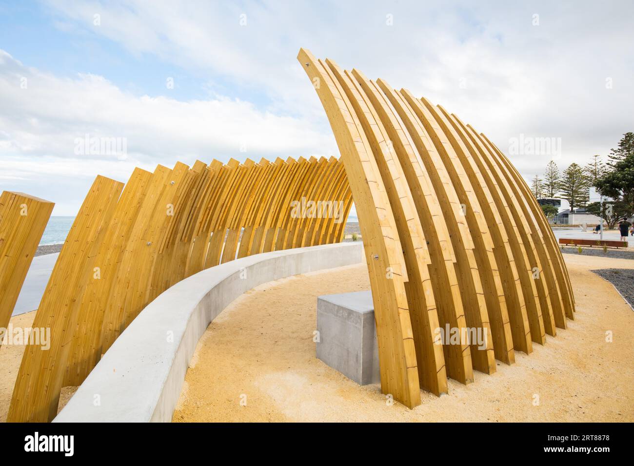 The iconic Whale Bone Structure as part of the Napier Reef Garden in ...
