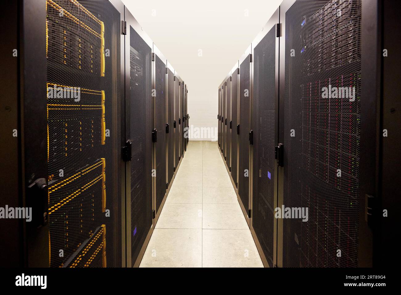 Server room witch rack mounted computers Stock Photo - Alamy