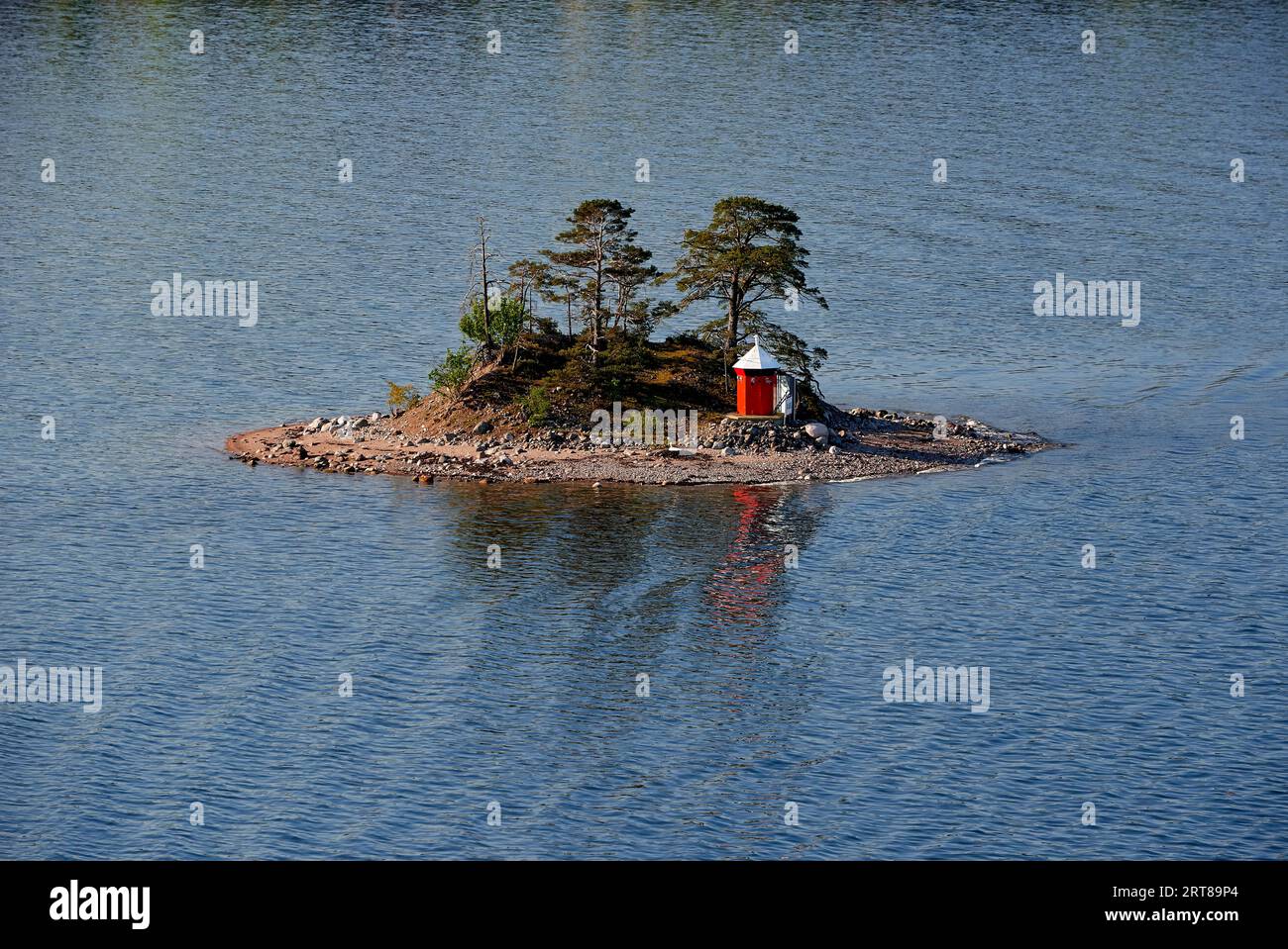 Aerial view on scandinavian skerry coast with lighthouse Stock Photo ...