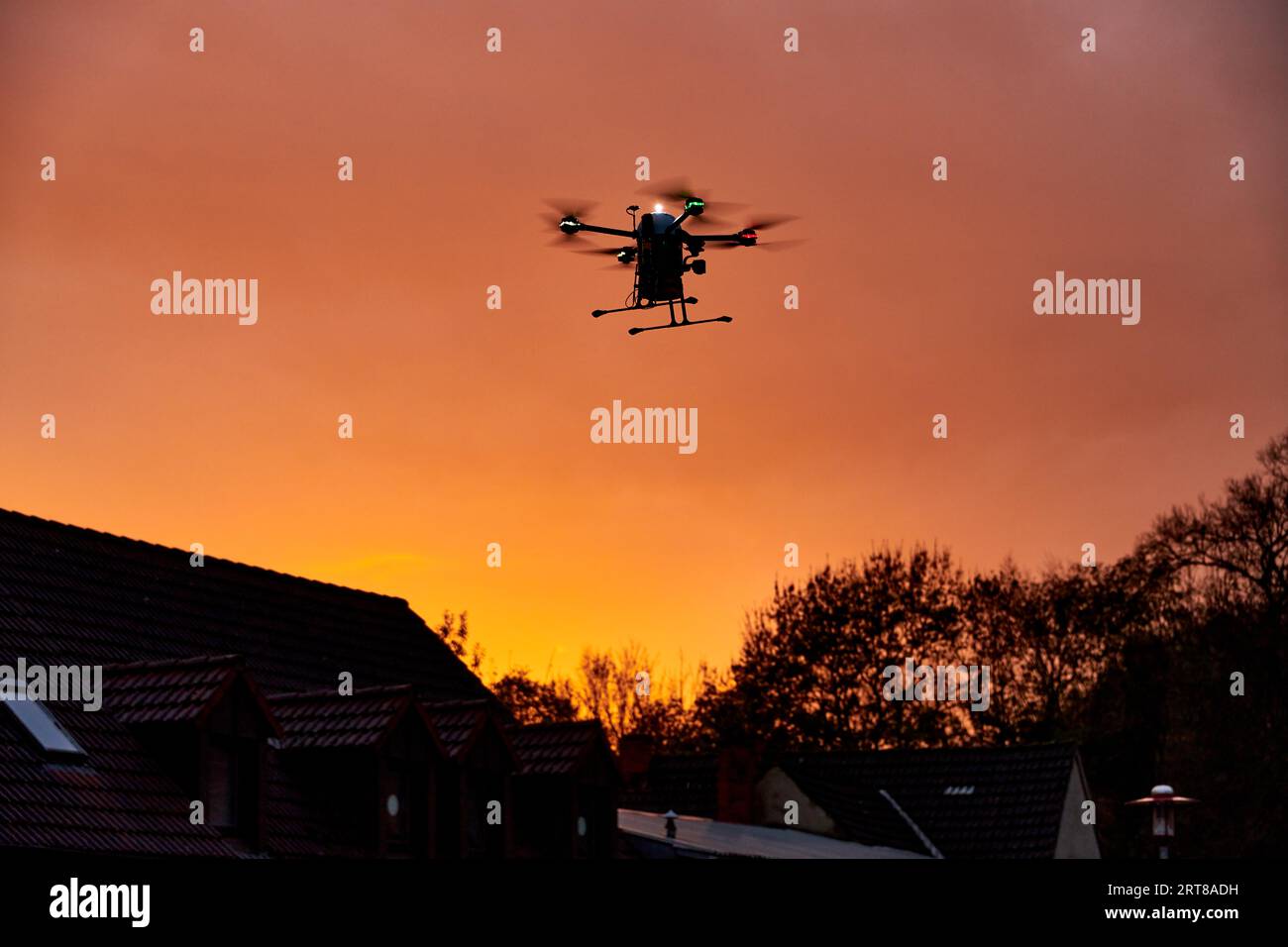 Inovation drone with automated external defibrilator aed flying in ...