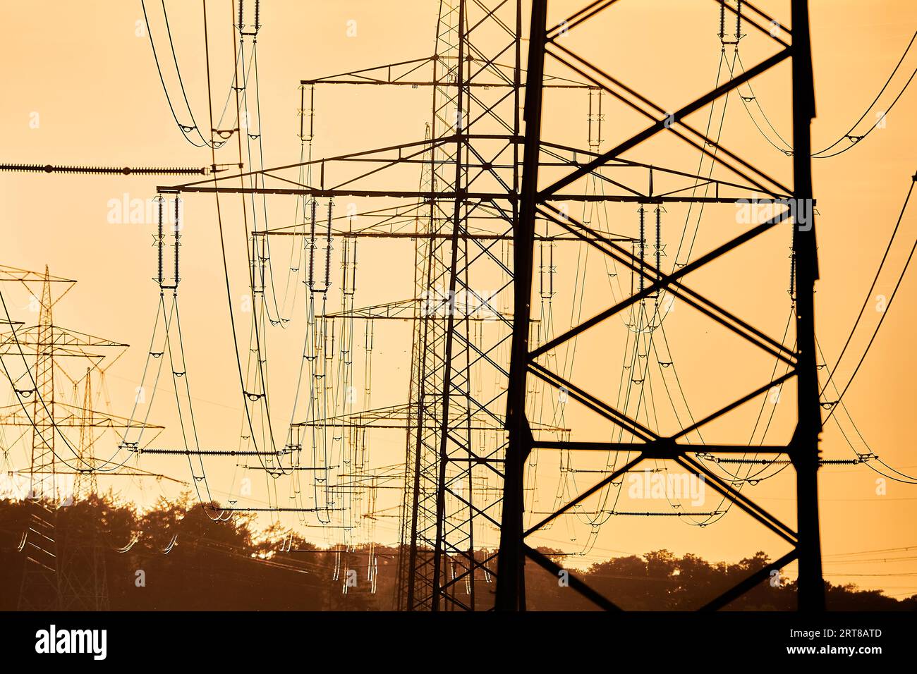 Electricity transportation with hgh voltage wire on pylon Stock Photo ...