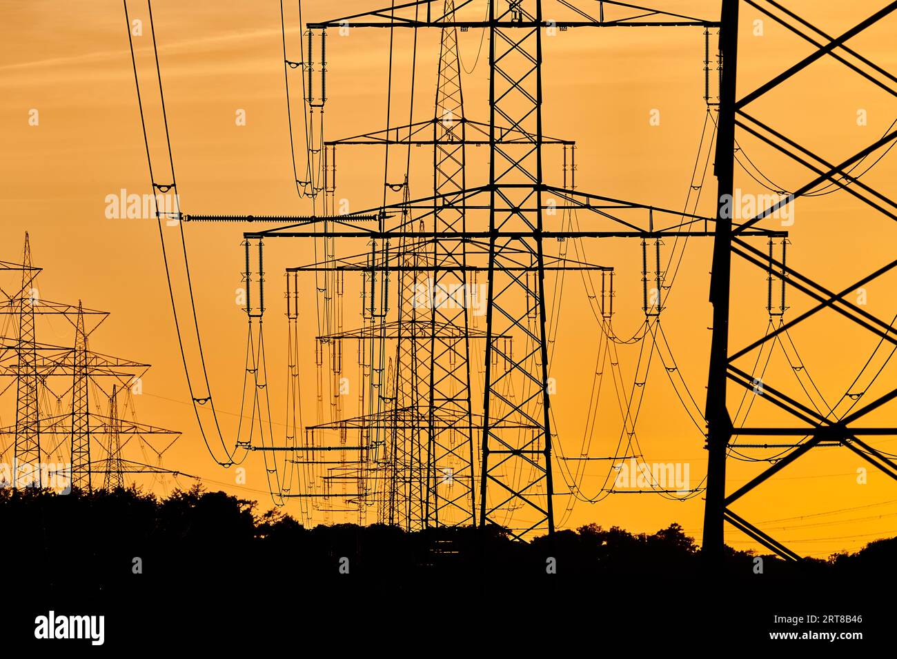 Electricity transportation with hgh voltage wire on pylon Stock Photo ...