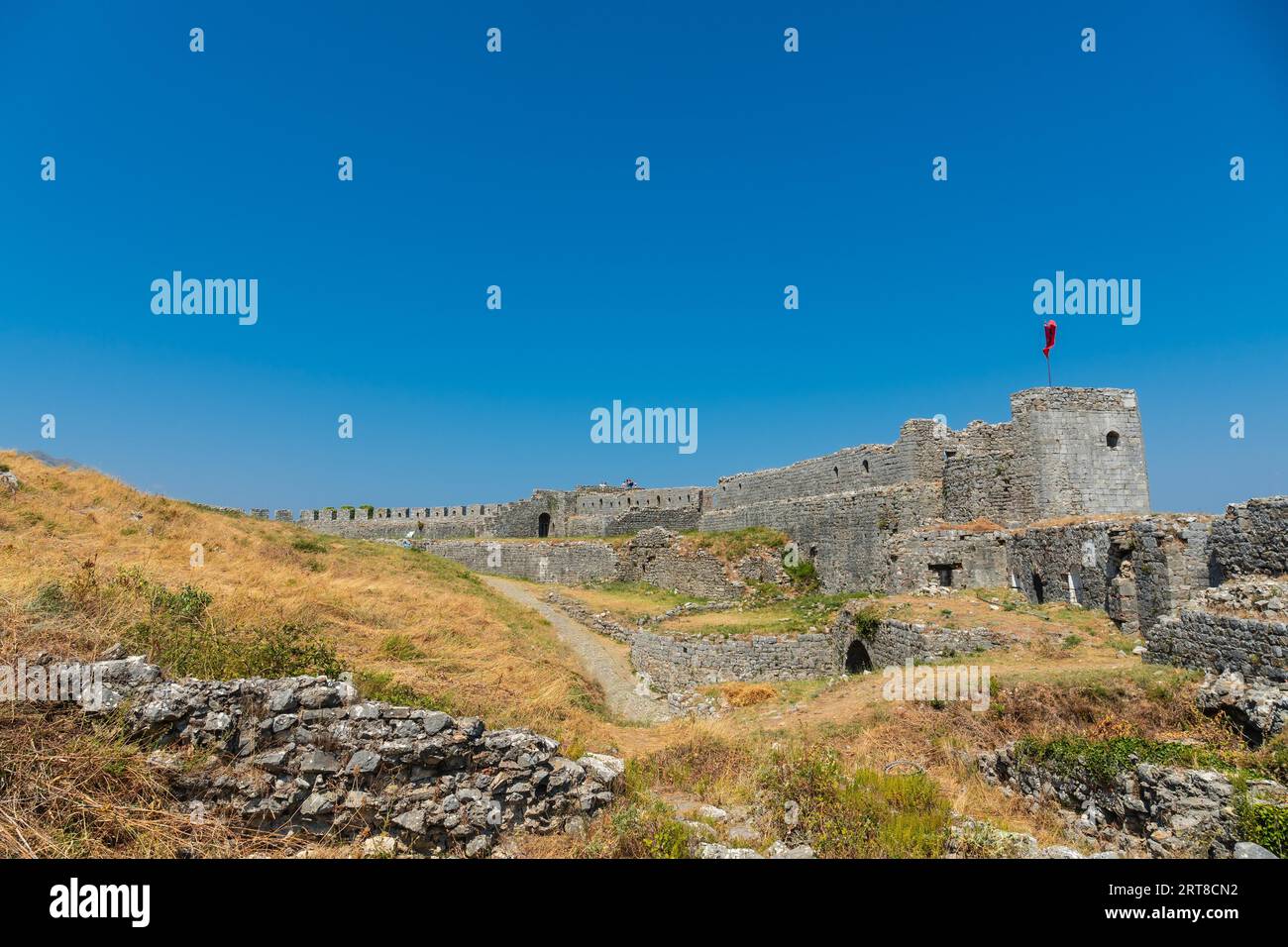 Detail of the walls of Rozafa Castle and its citadel in the lakeside ...