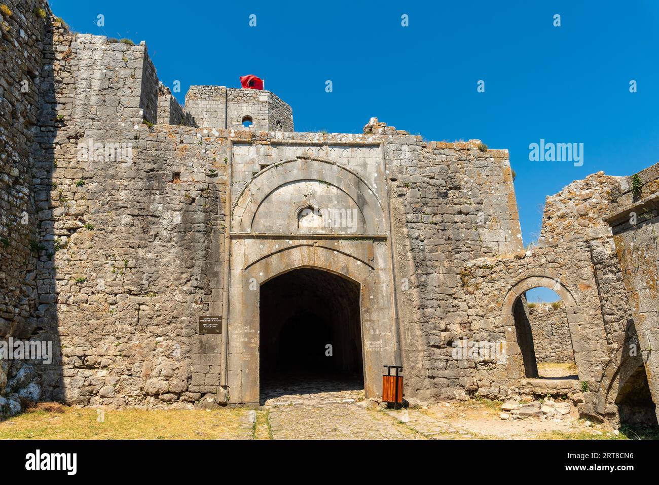 Entrance gate in the walls of Rozafa Castle and its citadel in the ...